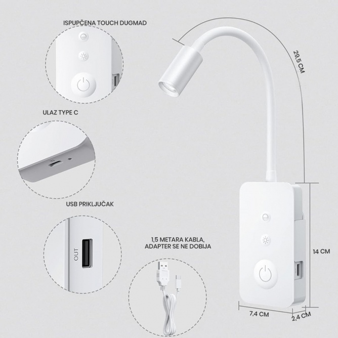 LED ZIDNA SVETILJKA ELY00X-1 BELA