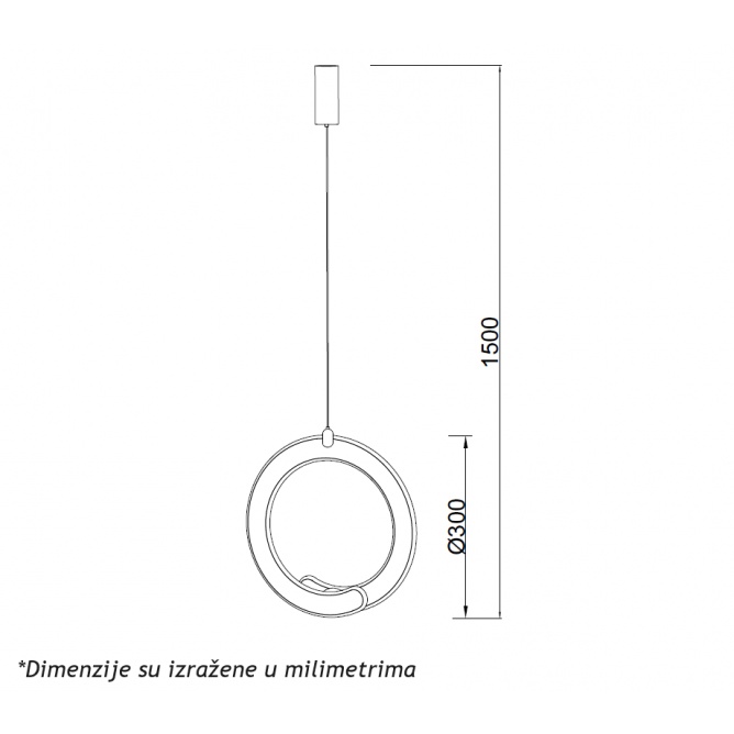 LUNA 261 VISILICA 24W 3000K CRNA