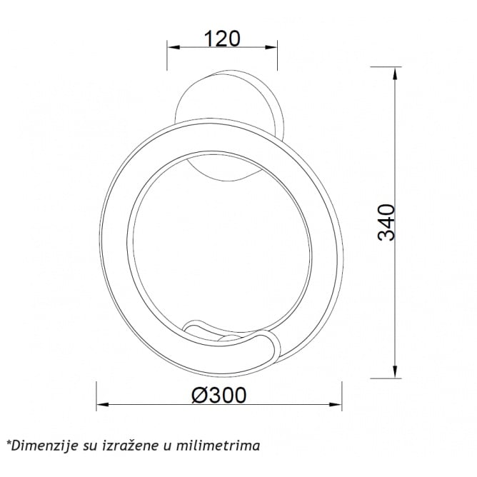 LUNA 260 ZIDNA LAMPA 24W 3000K MESING