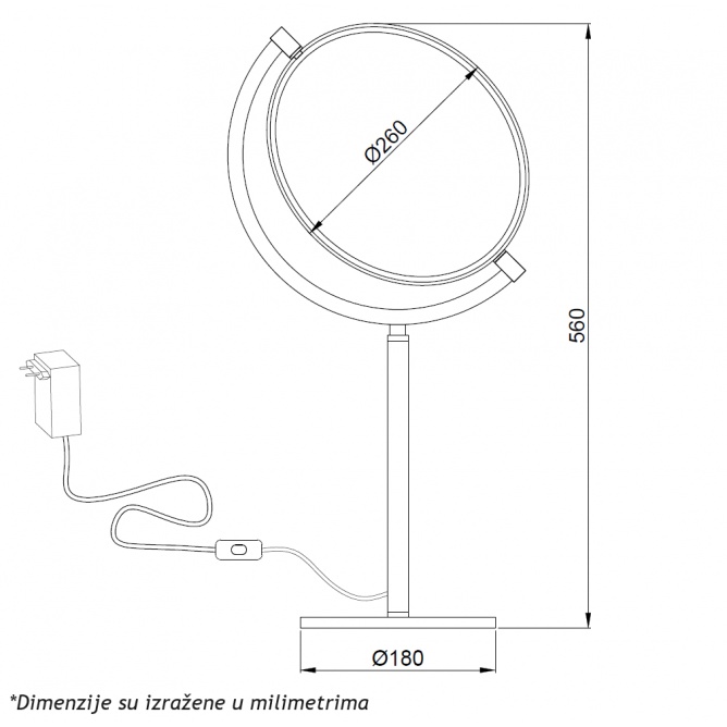 LUNA 255 STONA LAMPA 10W 3000K CRNA DIM