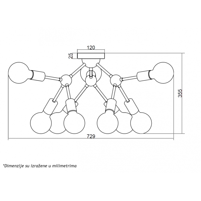 VESTA 603 LUSTER 9*E27 MESING/CRNA