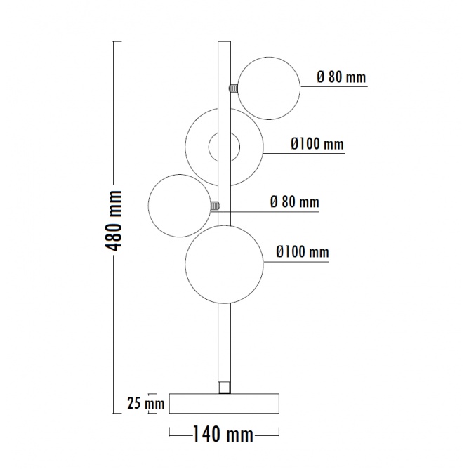 VESTA 600 STONA LAMPA 4*G9 CRNA