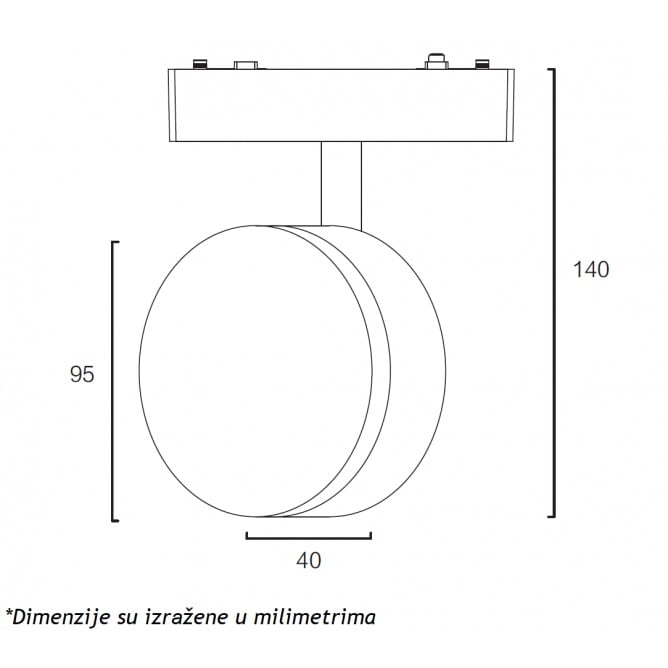 MAGNETIC SLIM SVETILJKA LED26-B90 9W 3000K 150° 48V DC BELA