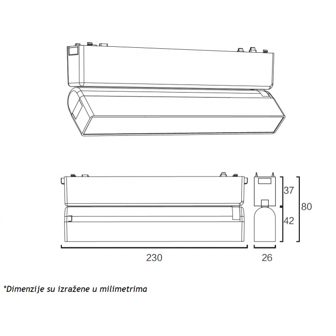 MAGNETIC SLIM SVETILJKA LED26-ZD-12F 10W 3000K 150° 48V DC BELA