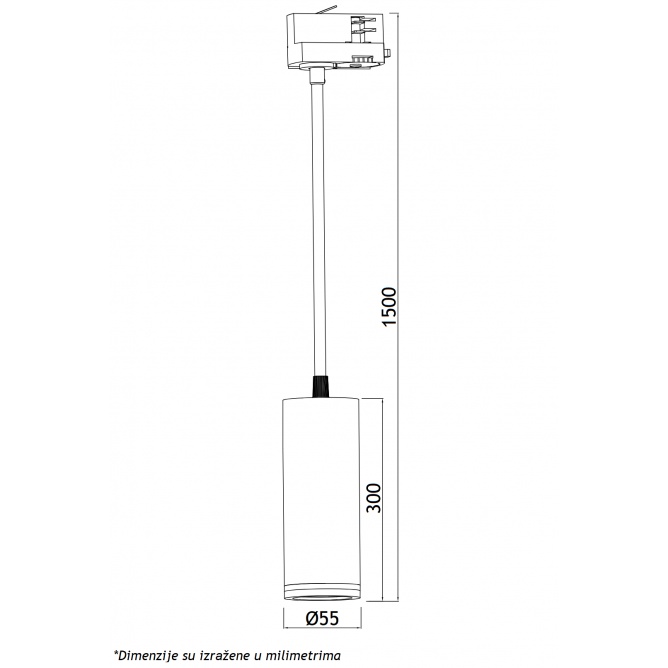 SINSKA SVETILJKA TS210D 1*GU10 CRNA TROFAZNA