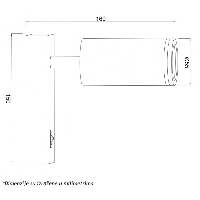 SVETILJKA TS194F ZIDNA 1*GU10 BELA