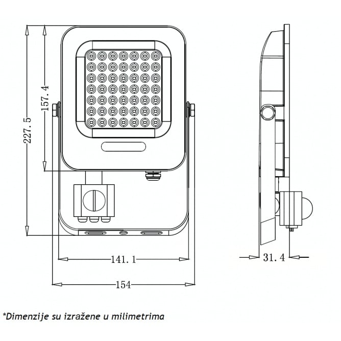 LED REFLEKTOR IK03 30 W 6500K SENZOR