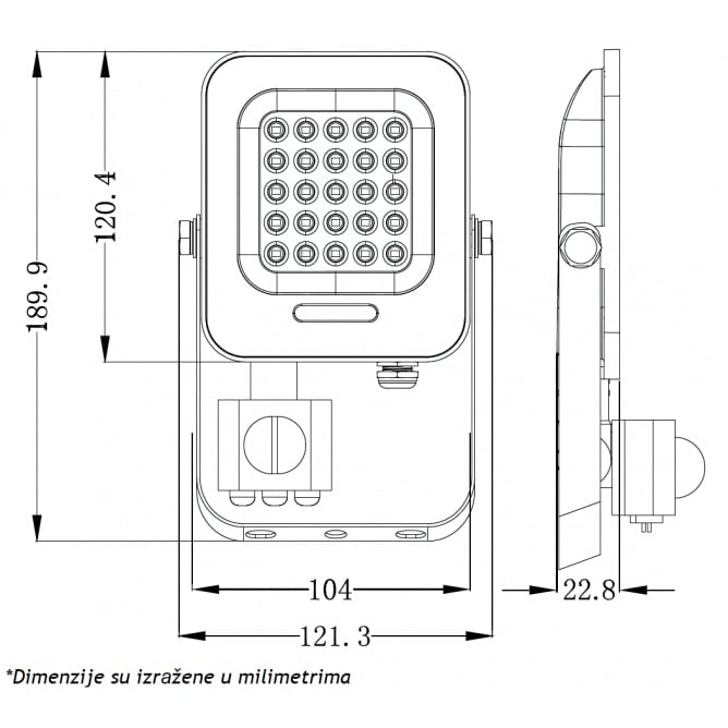 LED REFLEKTOR IK03 20 W 6500K SENZOR