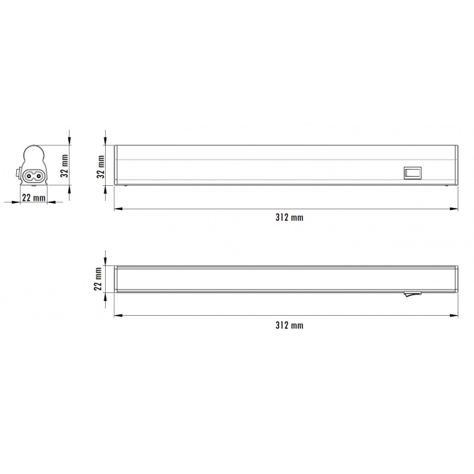 LED SVETILJKA KL T5 0,3m 4W 6500K PREKIDAC BELA