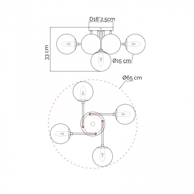 LUNA 207 LUSTER 5*E14 CRNA/MESING