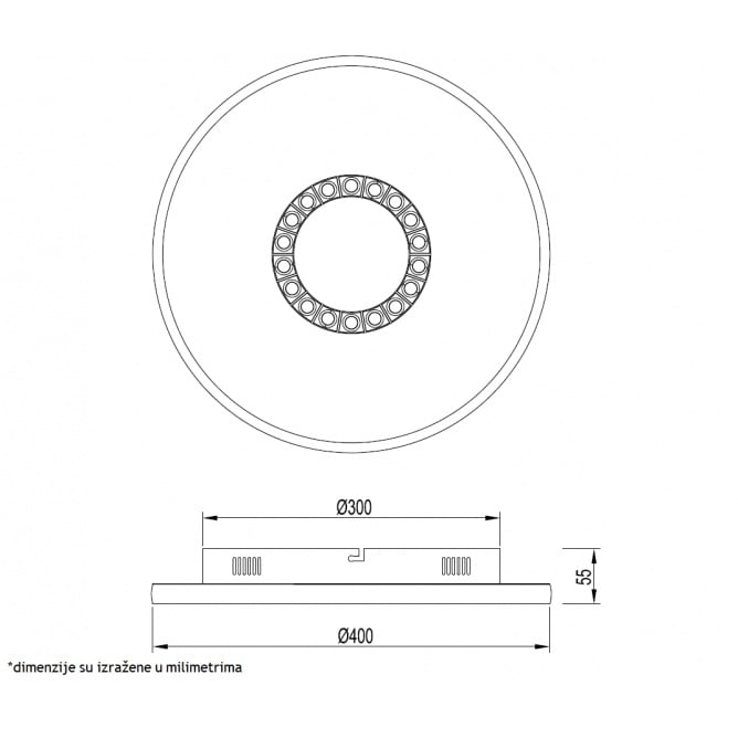 VESTA 551 PLAFONSKA SVETILJKA 38W 3000K BELA (O 400)