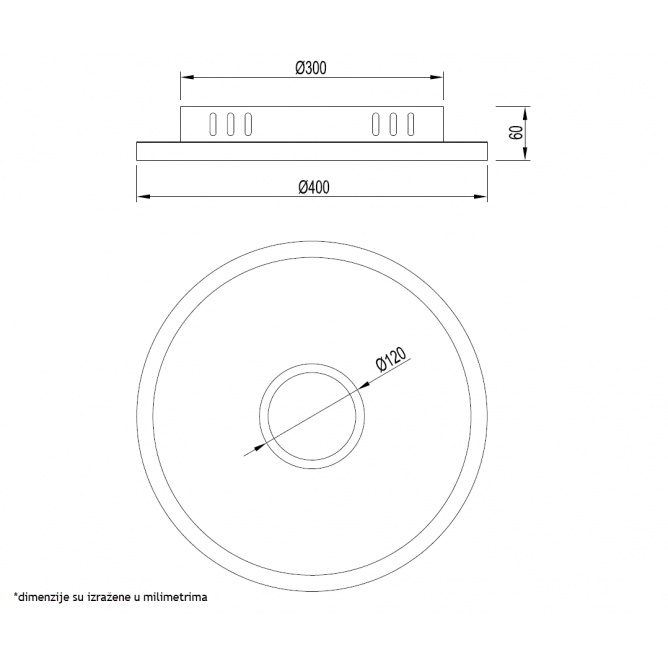 VESTA 523 PLAFONSKA SVETILJKA 40W 3000/4500/6000K SVETLO DRVO (O 400)