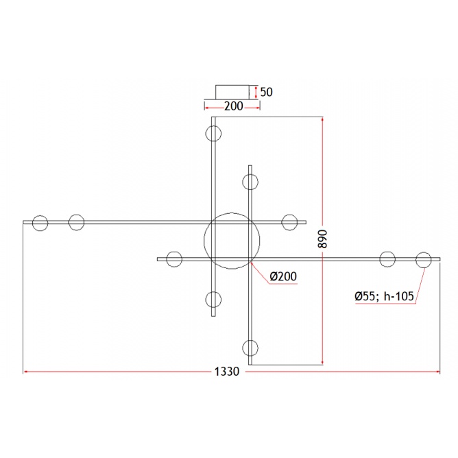 VESTA 509 PLAFONSKA SVETILJKA 10*GU10 MESING/CRNA