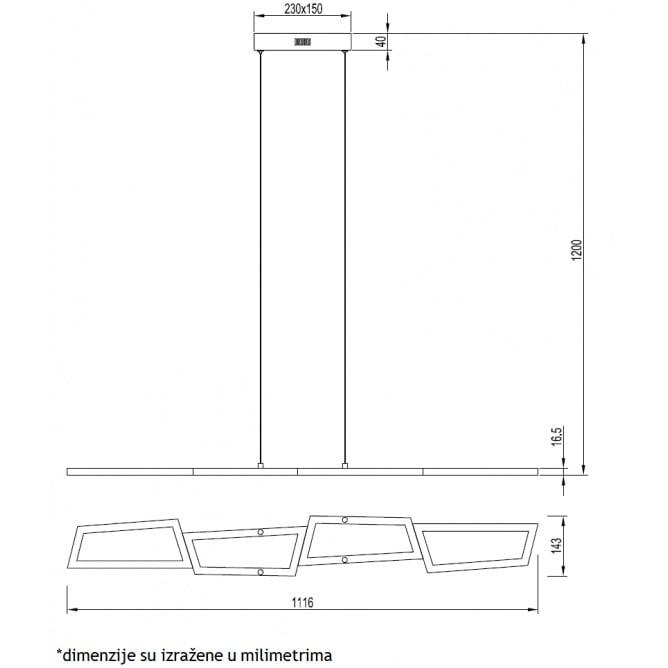 VESTA 493 LUSTER 37W 3000K BELA