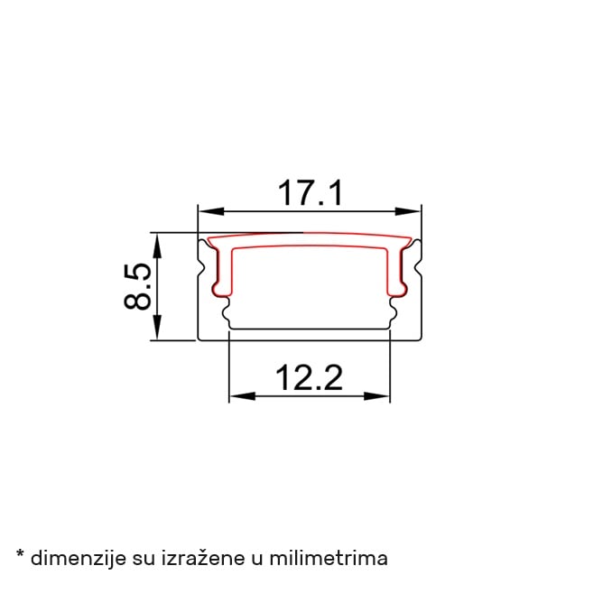 LED PROFIL LL-ALP002-R KOMPLET SIVI