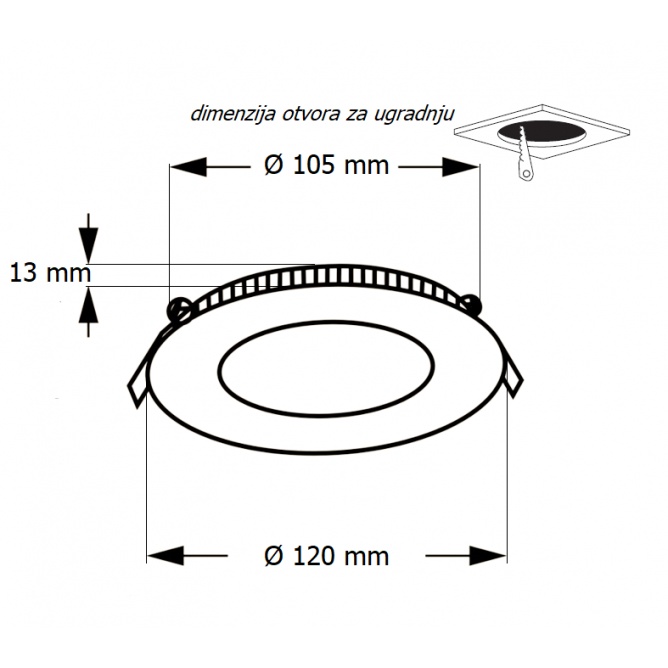 LED PANEL U/Z KNC1-6W 6500K