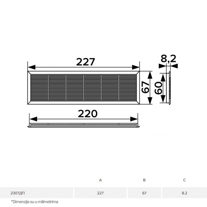 ERA ZALUZINA 2307DP BELA (227x67 mm)
