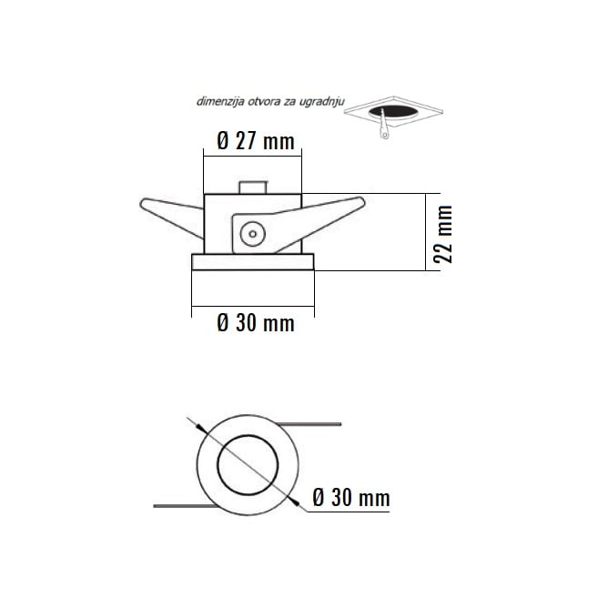LED ROZETNA L0860-16 1W 3000K BELA