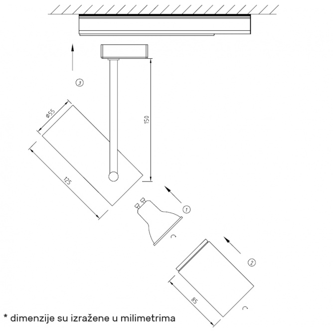 SINSKI REFLEKTOR JM-19420 1*GU10 CRNI