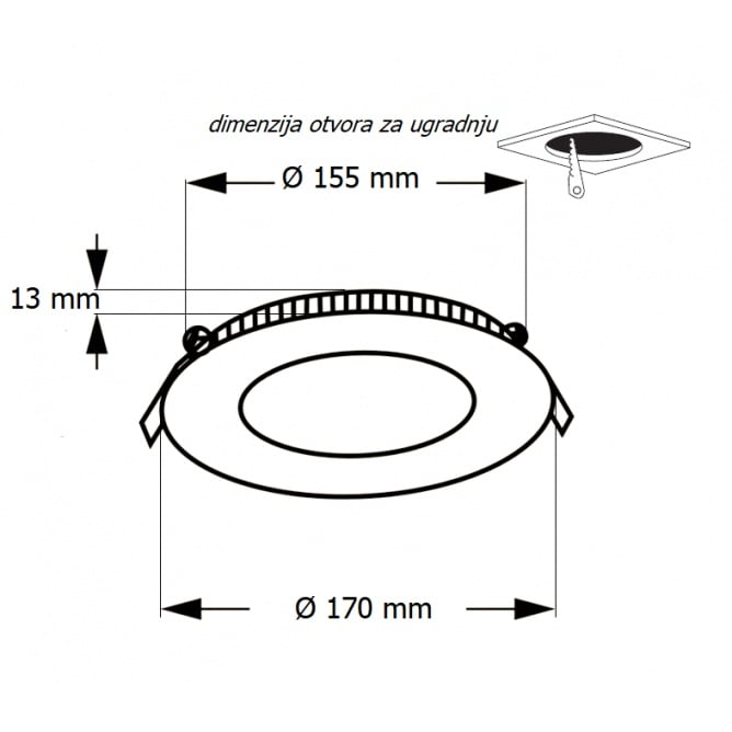 LED PANEL KA-C1 12W 6500K