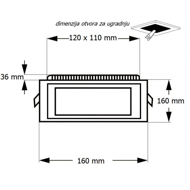LED PANEL U/Z KNS2-12W 6500K