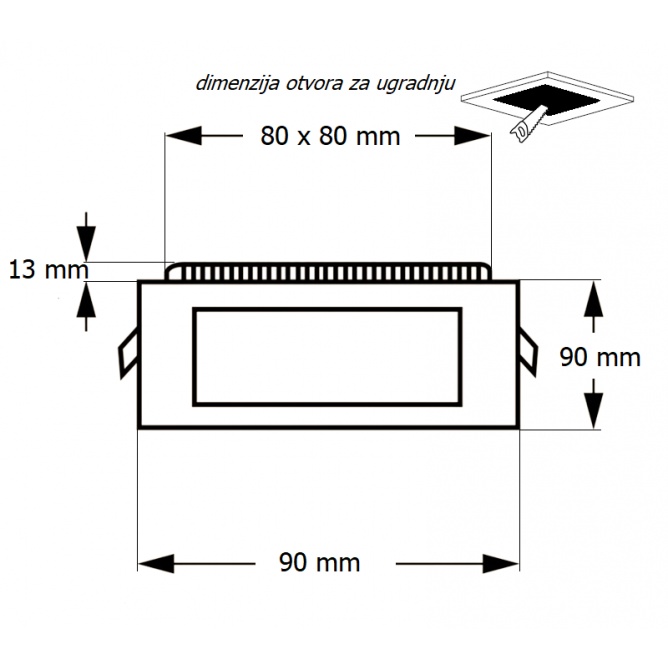 LED PANEL U/Z KNS1-03W 4000K
