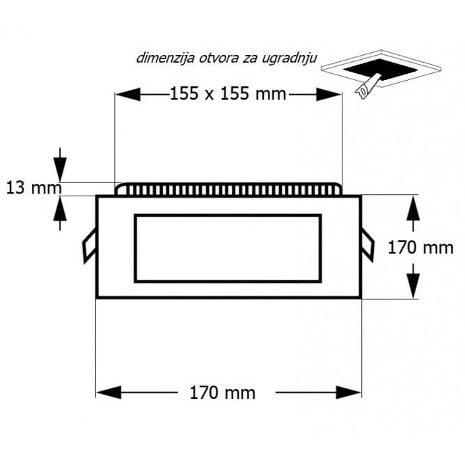 LED PANEL U/Z KNS1-12W 4000K