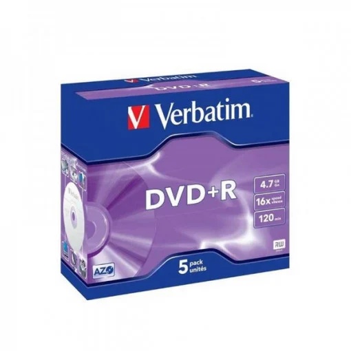 VERBATIM DVD+R 4.7GB 16X 43497 JAWEL CASE AZO MATT SILVER 1/5