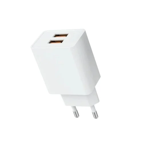 DENMEN DC02L Punjač 2 x USB Type A 2,4A sa kablom lithtning BELI