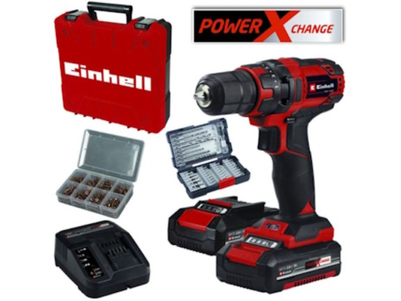 EINHELL AKUMULATORSKA BUŠILICA/ODVIJAČ +39 PRIBORA + 200 SRAFOVA SET TC-CD 18/35 LI 4513957