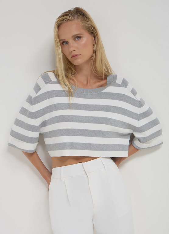STRIPED CROP TOP VAR SIVA SREDNJE MELANŽ