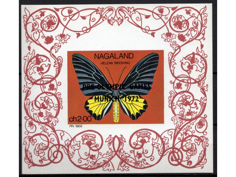 Nagaland 1969. Fauna - Leptir, Blok