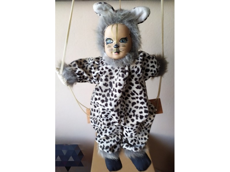 Vintage Marioneta Mačka-Klovn*Leopard Odelo Na Ljuljaš.