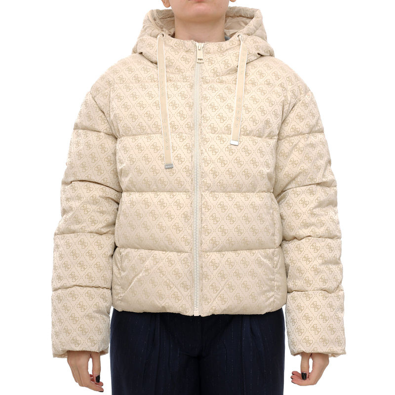 Ženska jakna Guess Daisy puffer logo flock