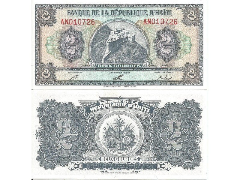 Haiti 2 gourdes 1992. UNC