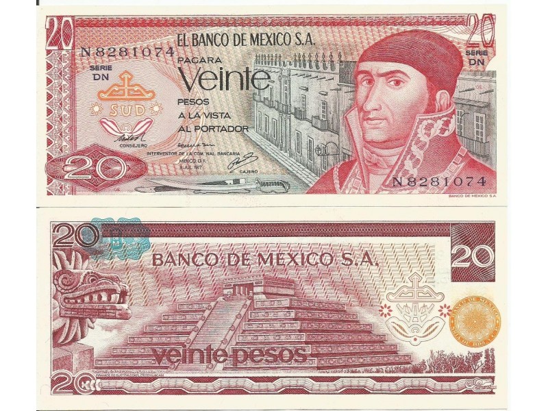 Mexico 20 pesos 1977. UNC