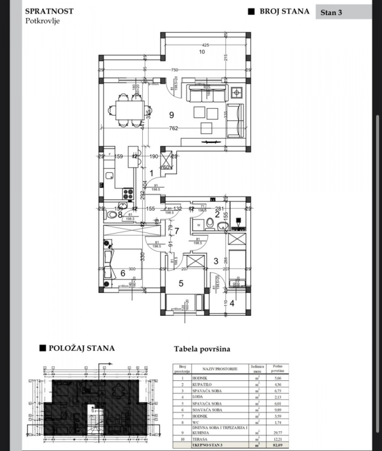 NOVI SAD - VETERNIK - 82. 09 m2