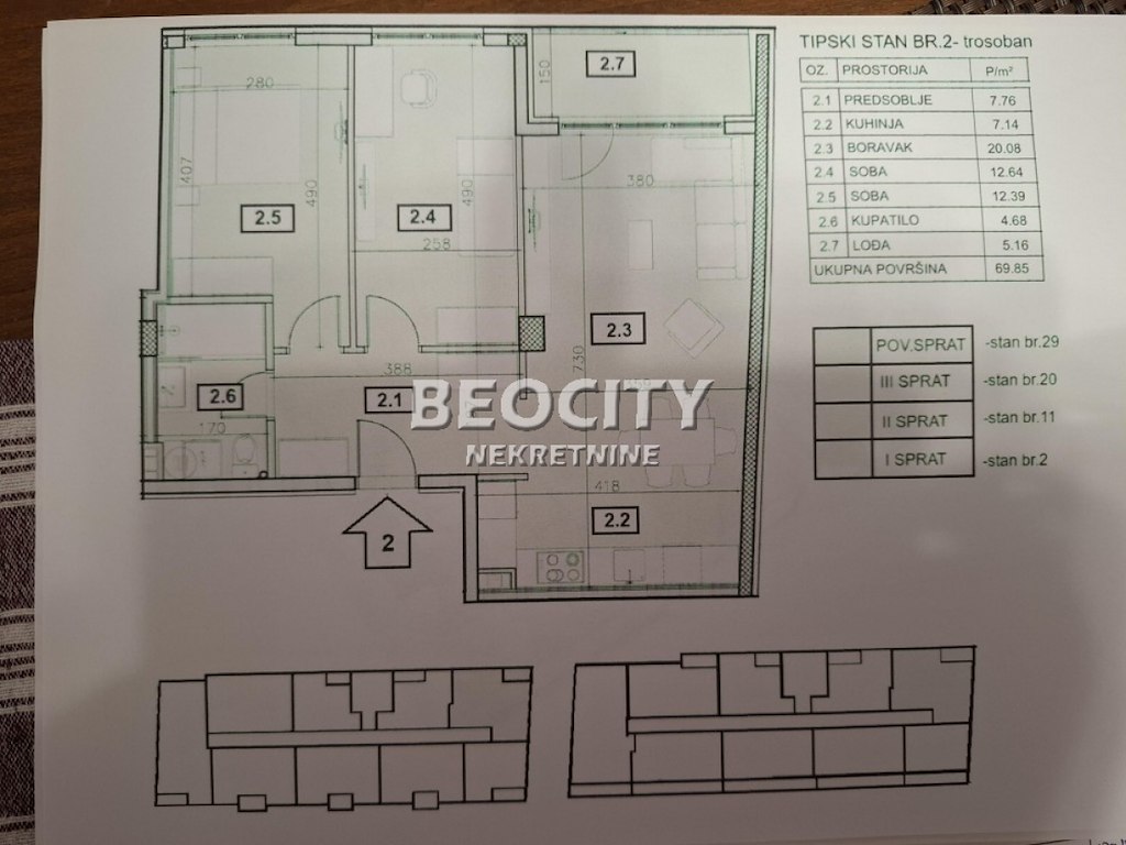 Novi Beograd, Bežanijska kosa, Vojvodzanska, 3. 0, 70m2, 253555EUR