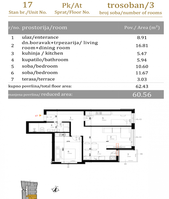 NOVI SAD - BULEVAR EVROPE - 60. 56 m2