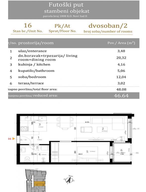 NOVI SAD - BULEVAR EVROPE - 46. 64 m2