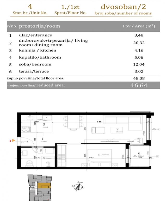 NOVI SAD - BULEVAR EVROPE - 46. 64 m2