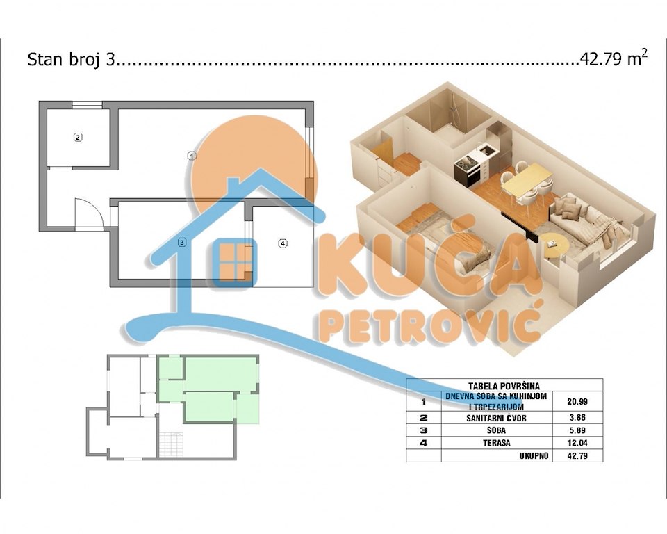 Novogradnja 43m2 Branko Bjegović