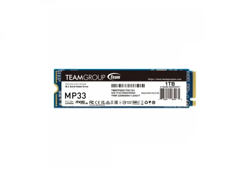 SSD M.2 NVMe TeamGroup 1TB MP33 Gen3x4 1800MBs/1500MBs TM8FP6001T0C101