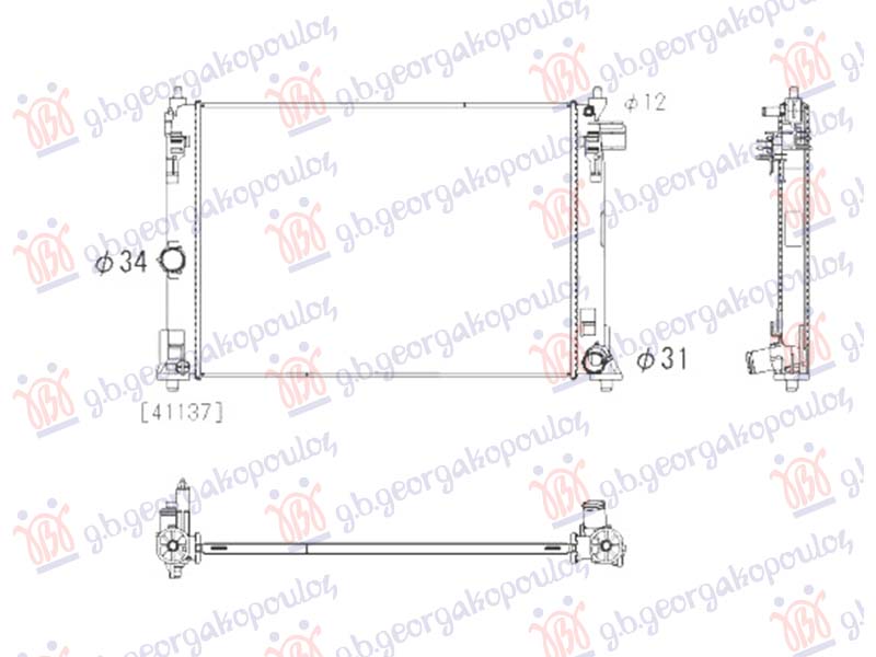 HLADNJAK MOTORA 1.0/1.5 BENZIN (524x388x16) TOYOTA YARIS IV (2020-) (OEM: 1640015620, 1640040230, 16400K0040)