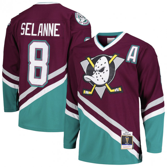 Teemu Selanne Anaheim Ducks 1996-97 Mitchell and Ness Dark dres