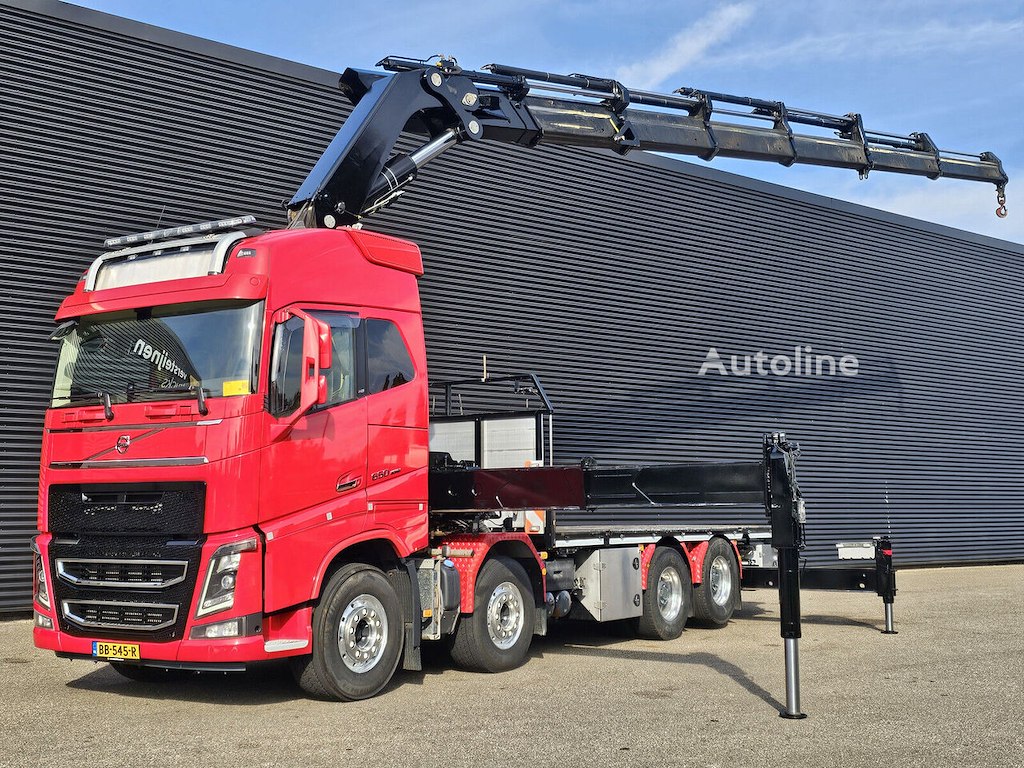 Volvo FH 16.650 8x4 / HIAB 105 t/m CRANE / KRAN kamion s ravnom platformom