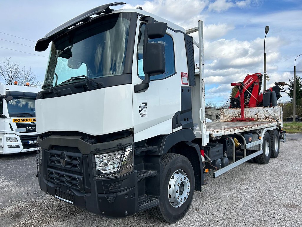 Renault C380 / 6X4 / FASSI F215A + REMOTE + ROTATOR kamion s ravnom platformom