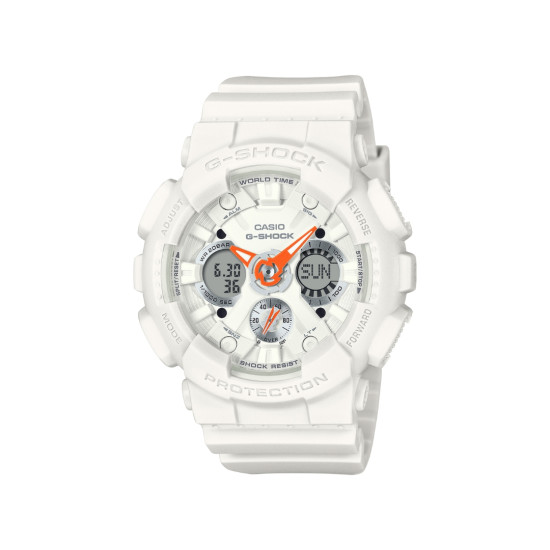 G-SHOCK GMA-S120SA-7A1 ženski sat Lady Mid-Size Analog-Digital White Matte Finish Orange detail 20ATM