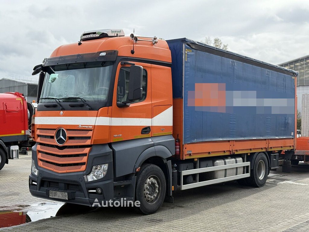 Mercedes-Benz ACTROS 1845 4x2 EURO6 SKRZYNIA Z WINDĄ + PRZYCZEPA kamion sa klizna zavesa cerada + prikolica sa ravnom platformom