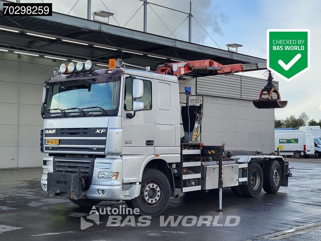 DAF XF105.410 XF 6X2 NL-Truck HMF 1643 Z2 Crane 24T Container system kamion sa kukom za podizanje tereta